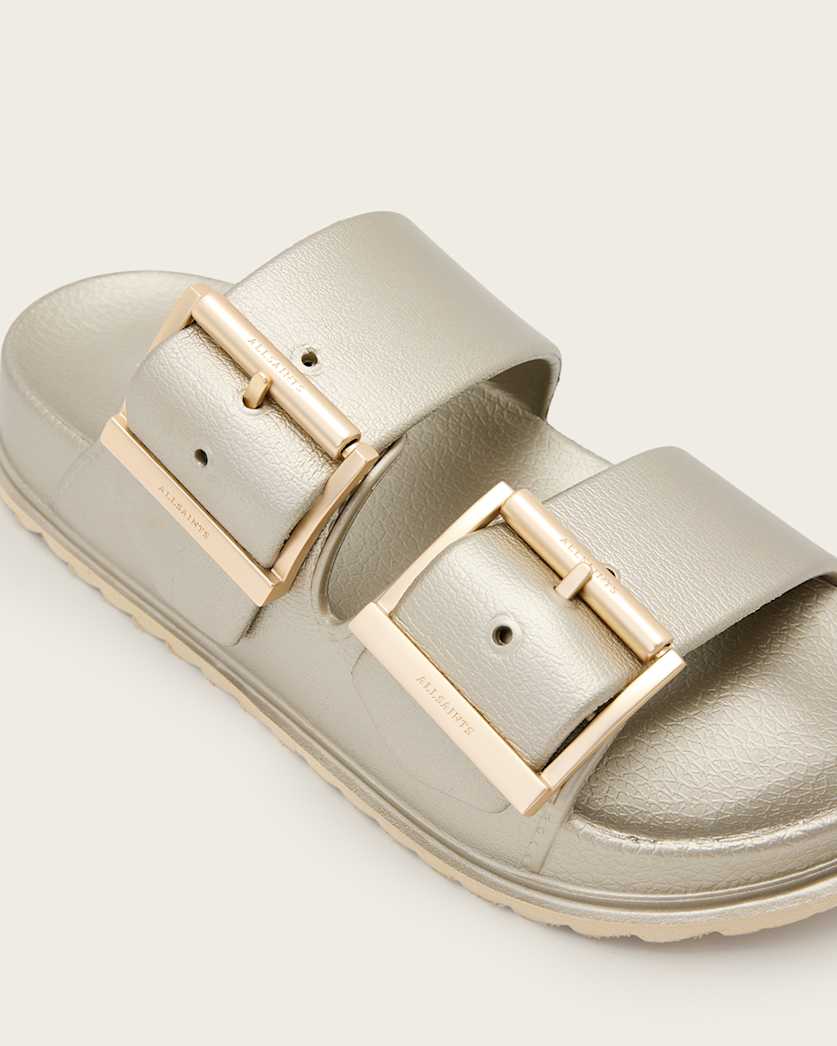 Sian EVA Buckle Sandals Gold | ALLSAINTS